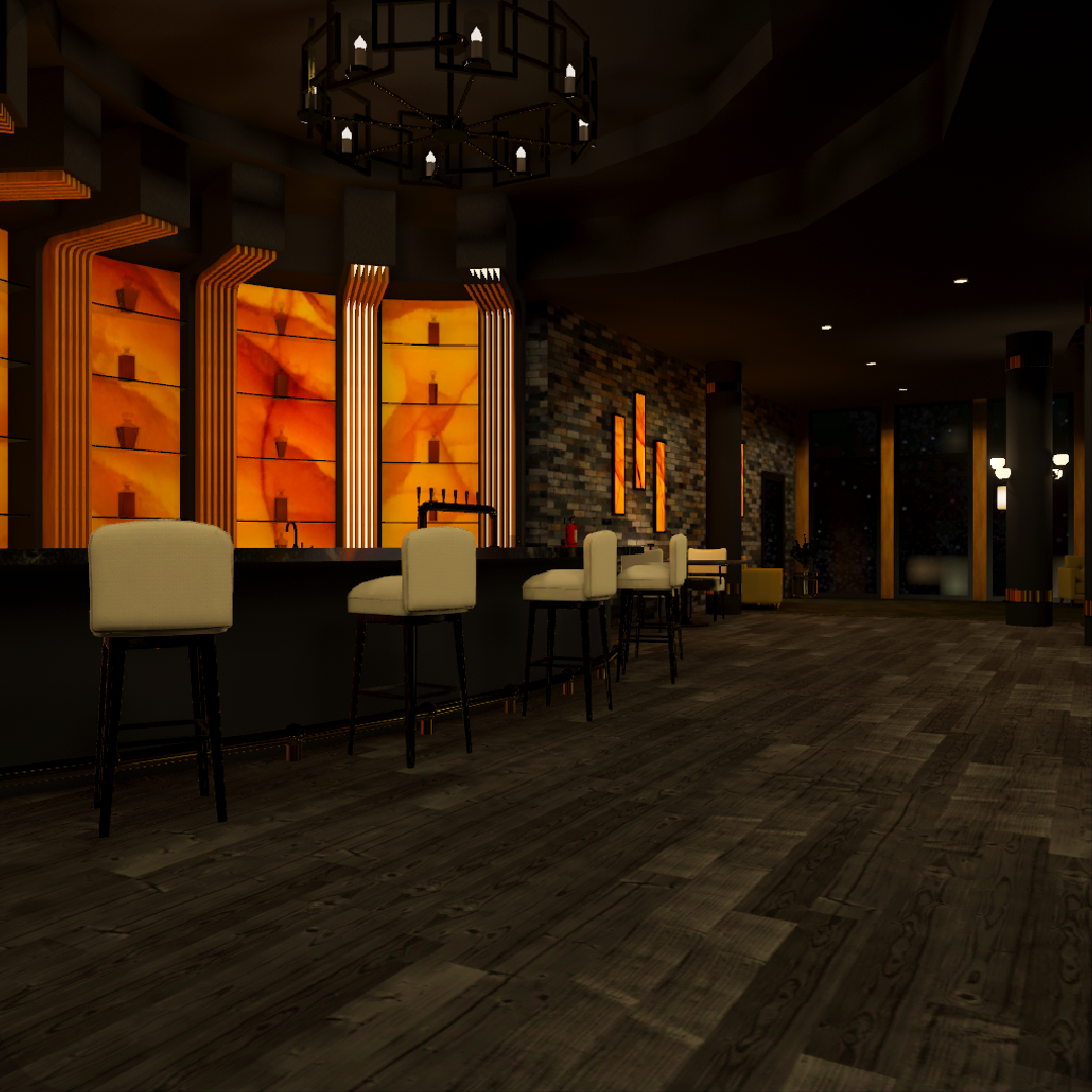 VRChat World The Amber Tower Bar Restaurant - spookyghostboo - BOOTH