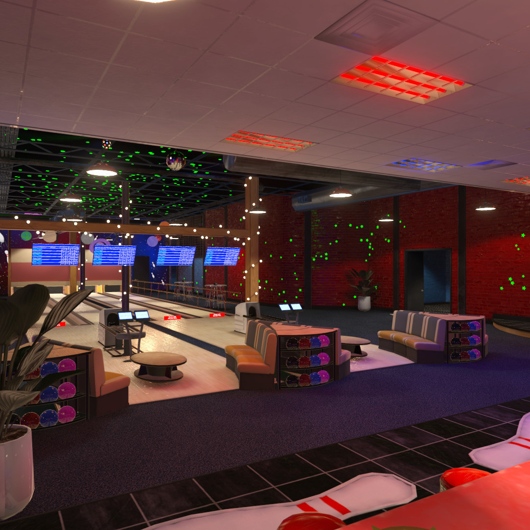 VRChat Bowling Alley Galactic Bowling World - spookyghostboo - BOOTH