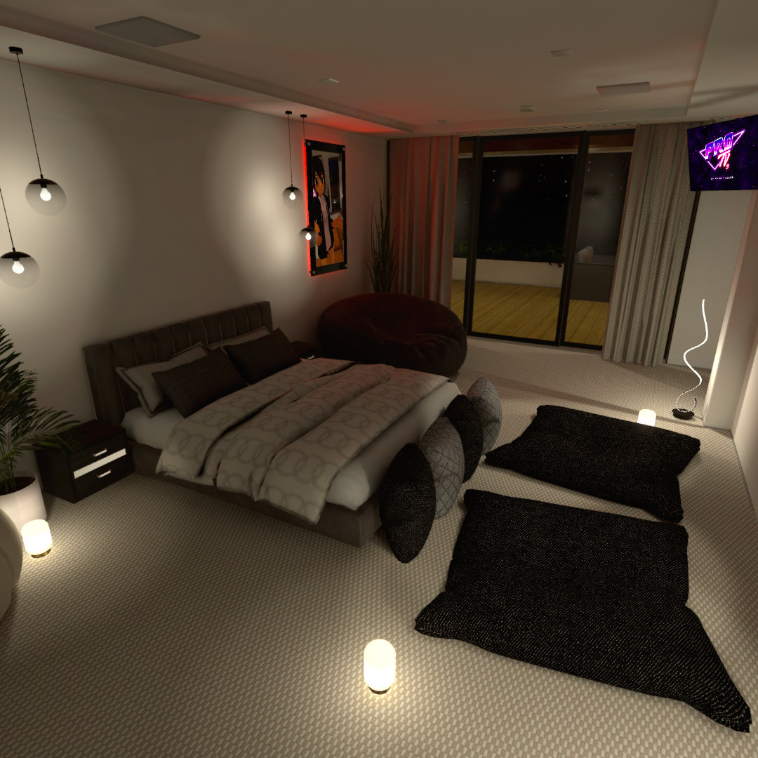 VRChat Mansion Miami Nights Big Modern House - spookyghostboo - BOOTH