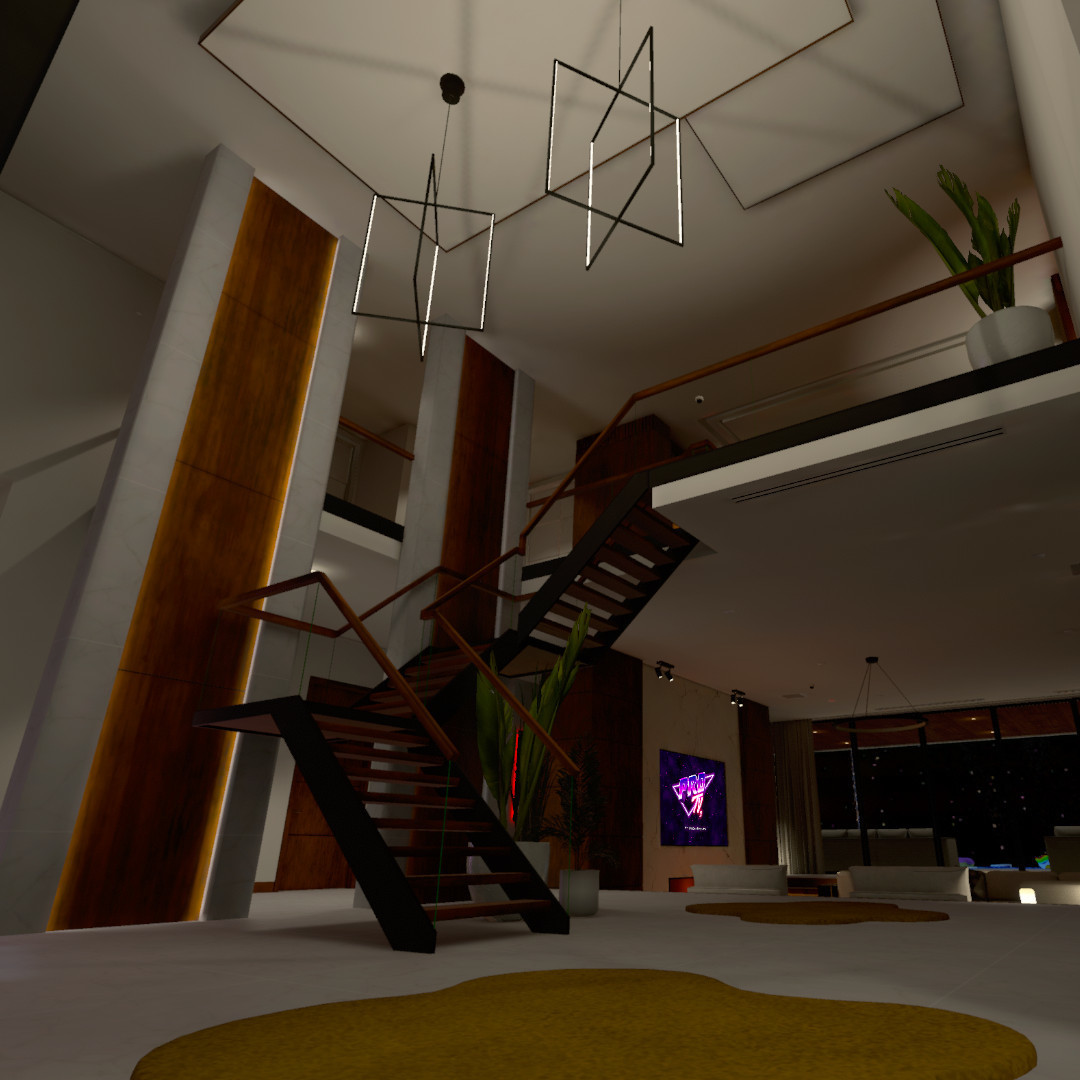 VRChat Mansion Miami Nights Big Modern House - spookyghostboo - BOOTH