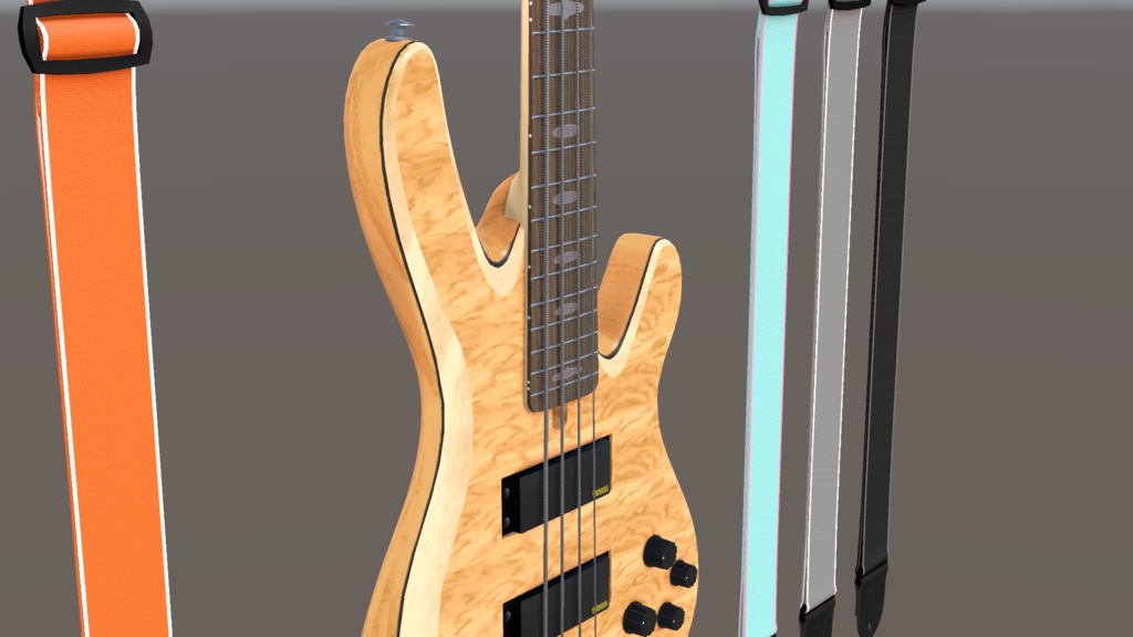 [Unity]TRB1004J・ストラップ・三味線バチセット(Bass, strap, plectrum/bachi Set)[FBX ...