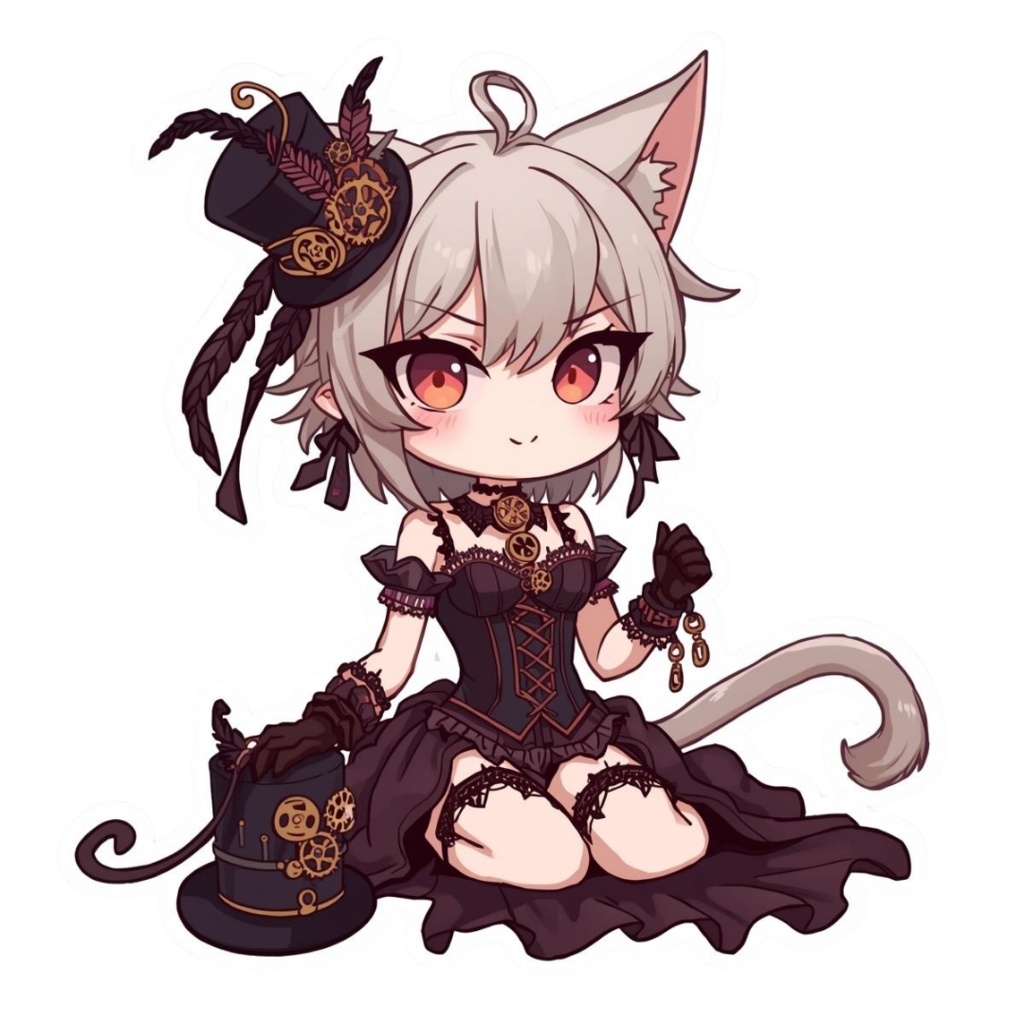 Pocket Whiskers Clockwork Chibis｜ゴシック＆クロックワーク風チビ猫クリップアート（デジタル素材 ...