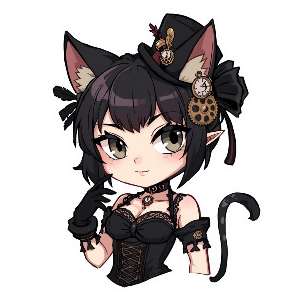 Pocket Whiskers Clockwork Chibis｜ゴシック＆クロックワーク風チビ猫クリップアート（デジタル素材 ...