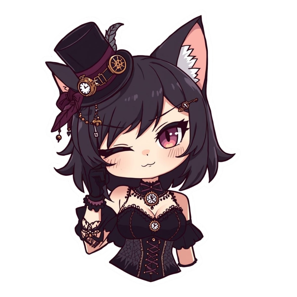 Pocket Whiskers Clockwork Chibis｜ゴシック＆クロックワーク風チビ猫クリップアート（デジタル素材 ...