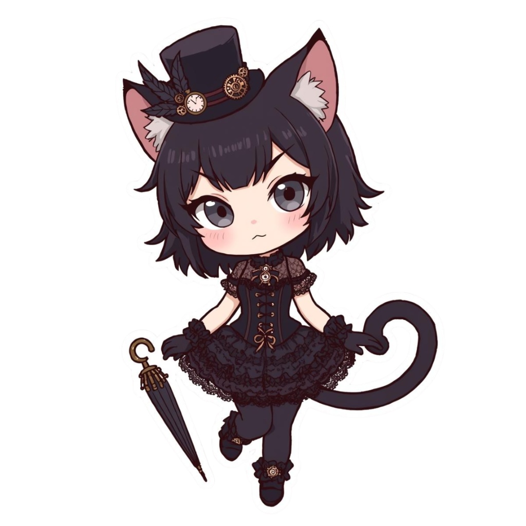 Pocket Whiskers Clockwork Chibis｜ゴシック＆クロックワーク風チビ猫クリップアート（デジタル素材 ...