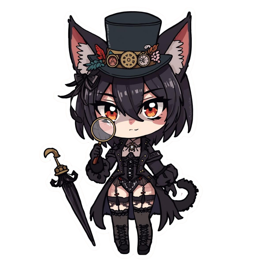 Pocket Whiskers Clockwork Chibis 3｜ゴシック＆クロックワーク風チビ猫クリップアート（デジタル素材 ...