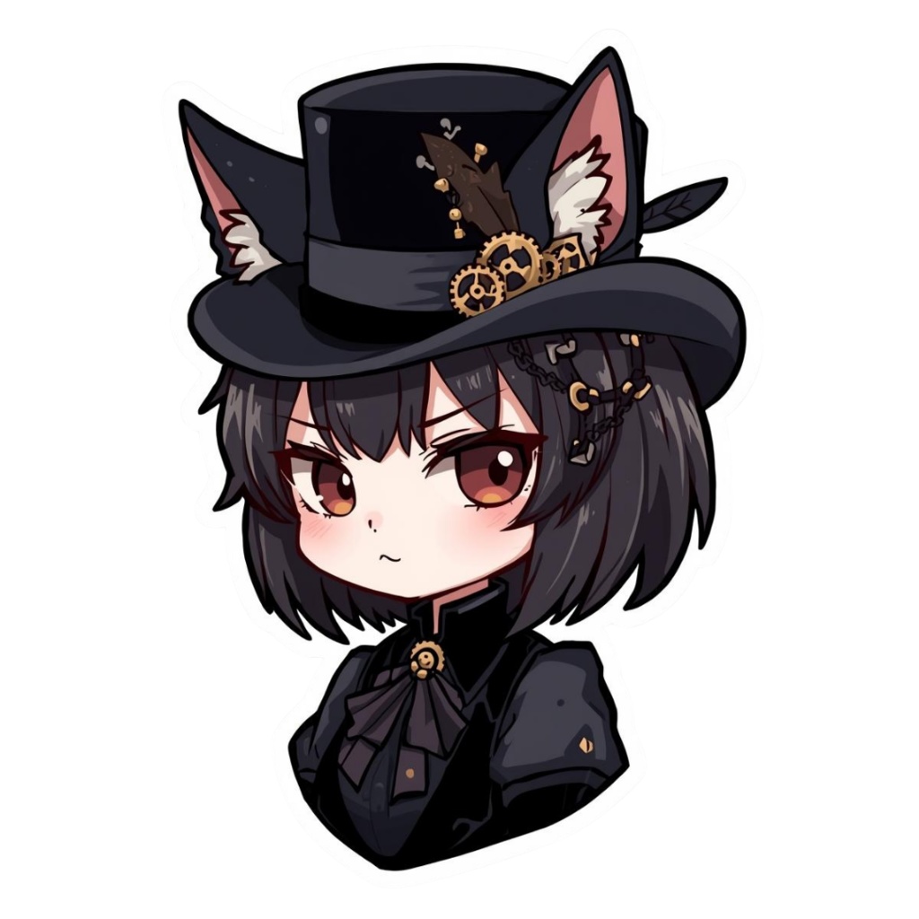Pocket Whiskers Clockwork Chibis 4｜ゴシック＆クロックワーク風チビ猫クリップアート（デジタル素材 ...