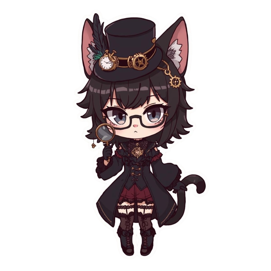 Pocket Whiskers Clockwork Chibis 4｜ゴシック＆クロックワーク風チビ猫クリップアート（デジタル素材 ...