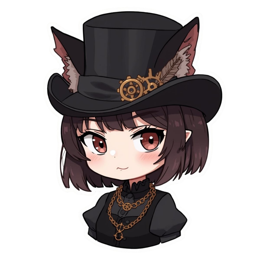 Pocket Whiskers Clockwork Chibis 4｜ゴシック＆クロックワーク風チビ猫クリップアート（デジタル素材 ...