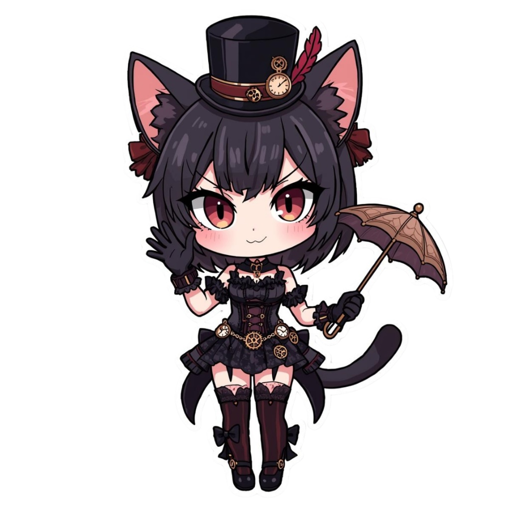 Pocket Whiskers Clockwork Chibis 5｜ゴシック＆クロックワーク風チビ猫クリップアート（デジタル素材 ...