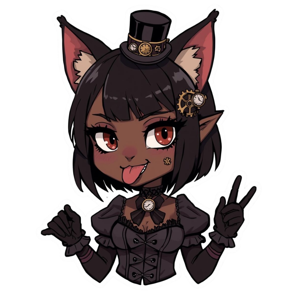 Pocket Whiskers Clockwork Chibis 5｜ゴシック＆クロックワーク風チビ猫クリップアート（デジタル素材 ...