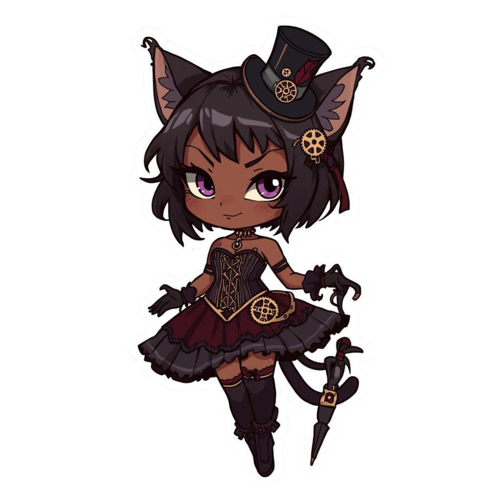 Pocket Whiskers Clockwork Chibis 5｜ゴシック＆クロックワーク風チビ猫クリップアート（デジタル素材 ...