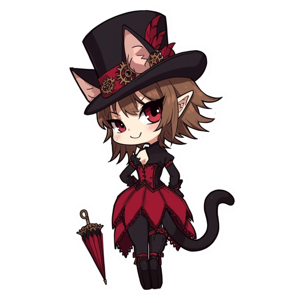 Pocket Whiskers Clockwork Chibis R1｜ゴシック＆クロックワーク風チビ猫クリップアート（デジタル素材 ...