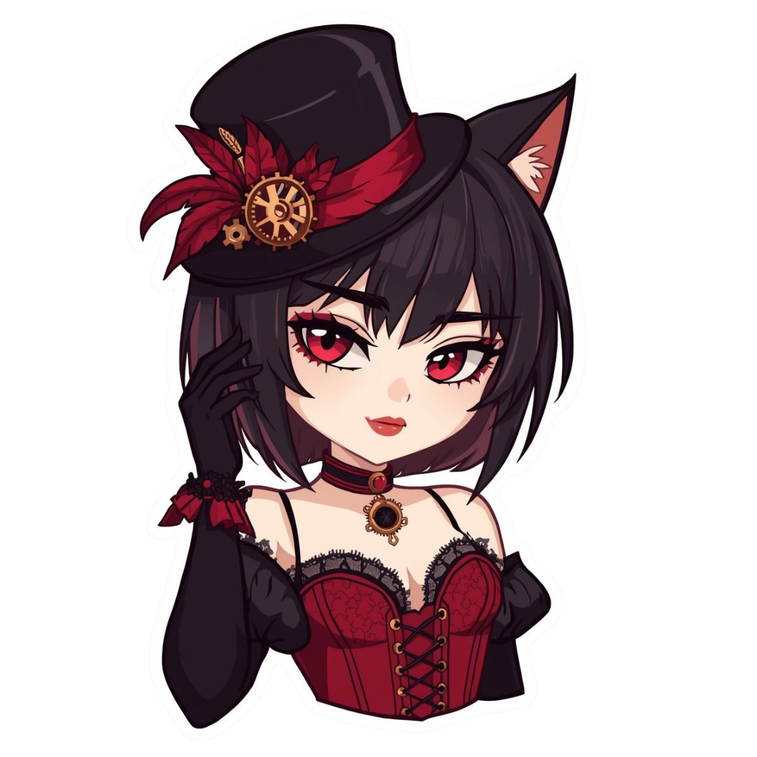 Pocket Whiskers Clockwork Chibis R1｜ゴシック＆クロックワーク風チビ猫クリップアート（デジタル素材 ...