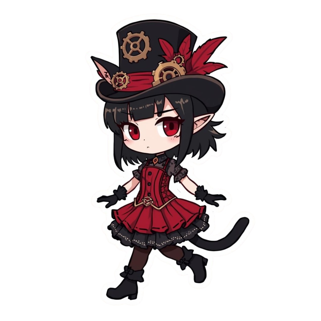 Pocket Whiskers Clockwork Chibis R2｜ゴシック＆クロックワーク風チビ猫クリップアート（デジタル素材 ...