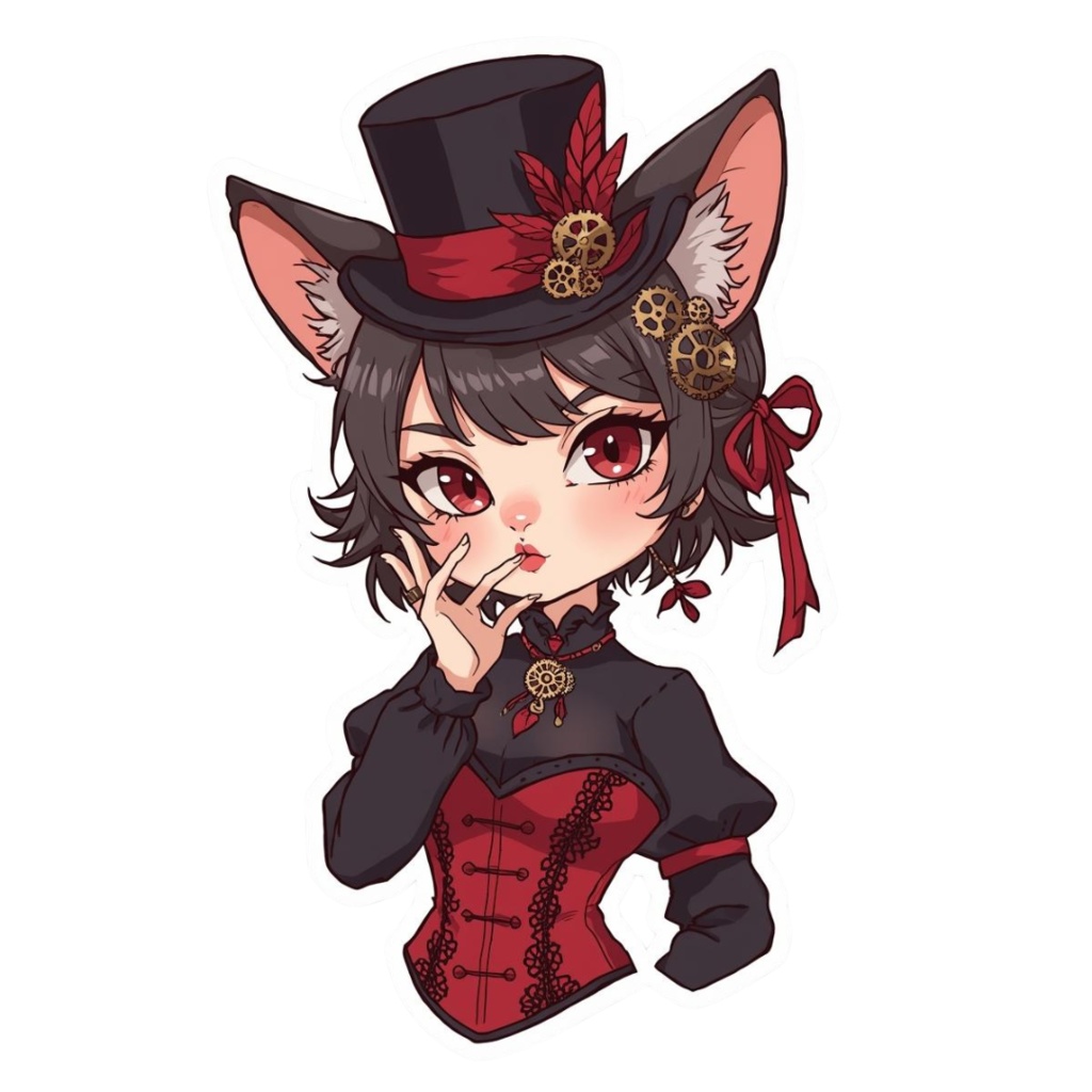 Pocket Whiskers Clockwork Chibis R2｜ゴシック＆クロックワーク風チビ猫クリップアート（デジタル素材 ...
