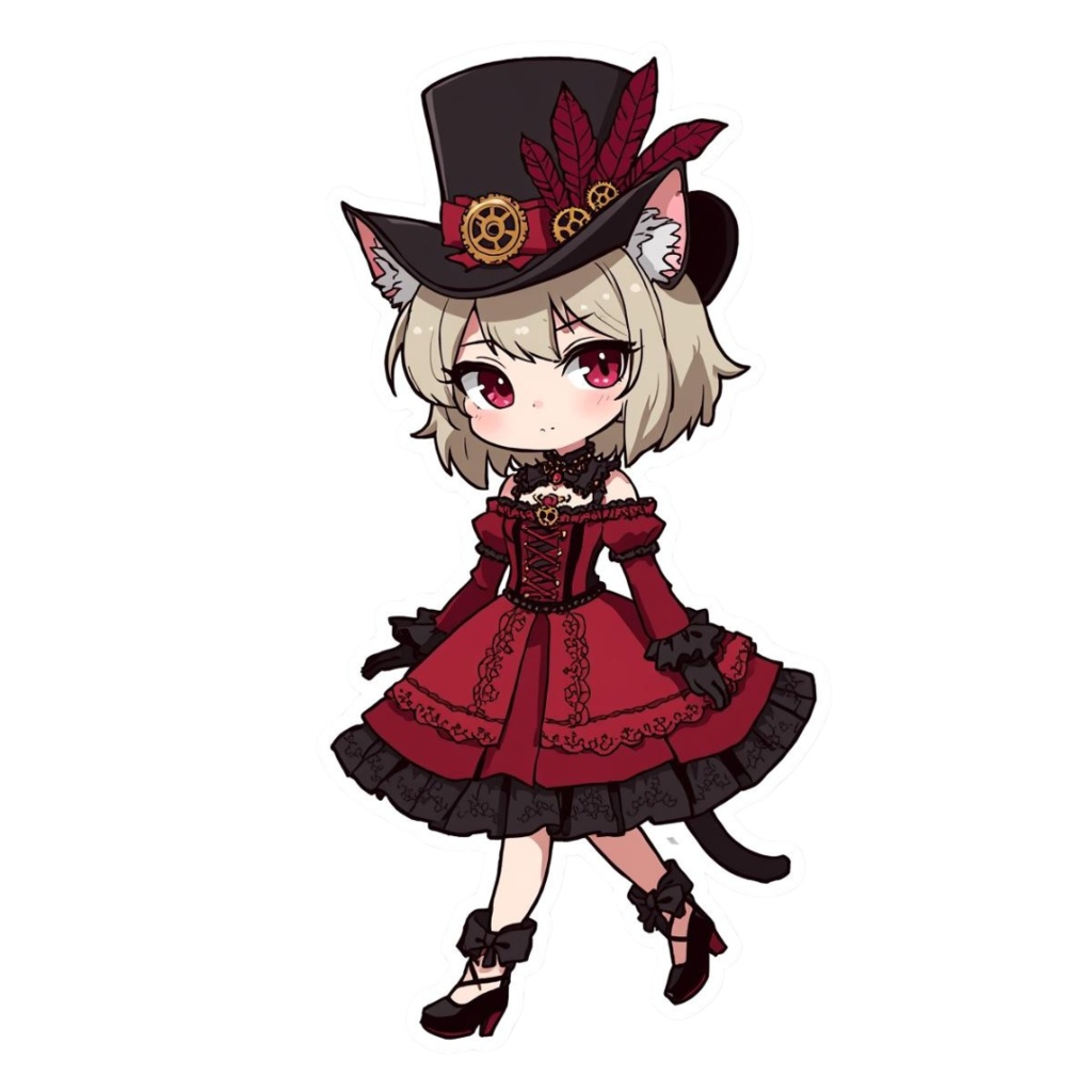Pocket Whiskers Clockwork Chibis R2｜ゴシック＆クロックワーク風チビ猫クリップアート（デジタル素材 ...