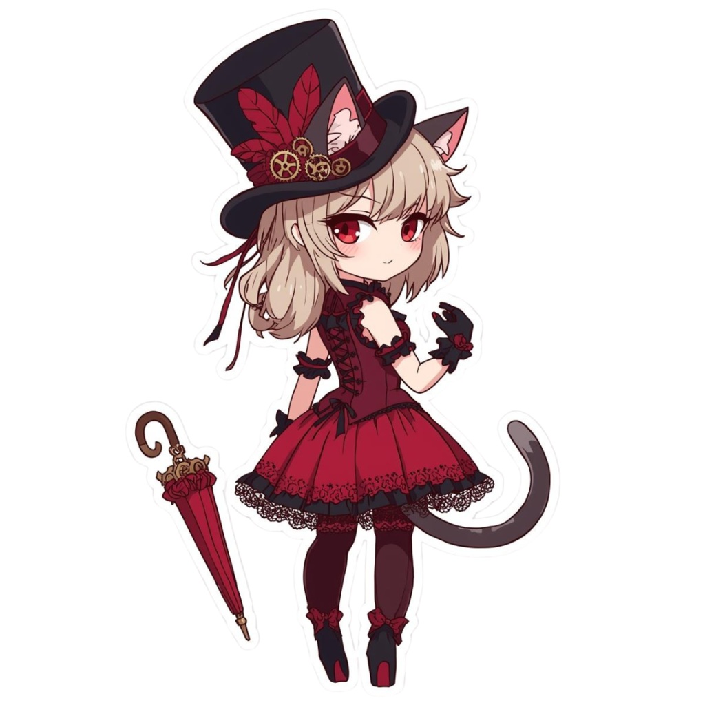 Pocket Whiskers Clockwork Chibis R3｜ゴシック＆クロックワーク風チビ猫クリップアート（デジタル素材 ...