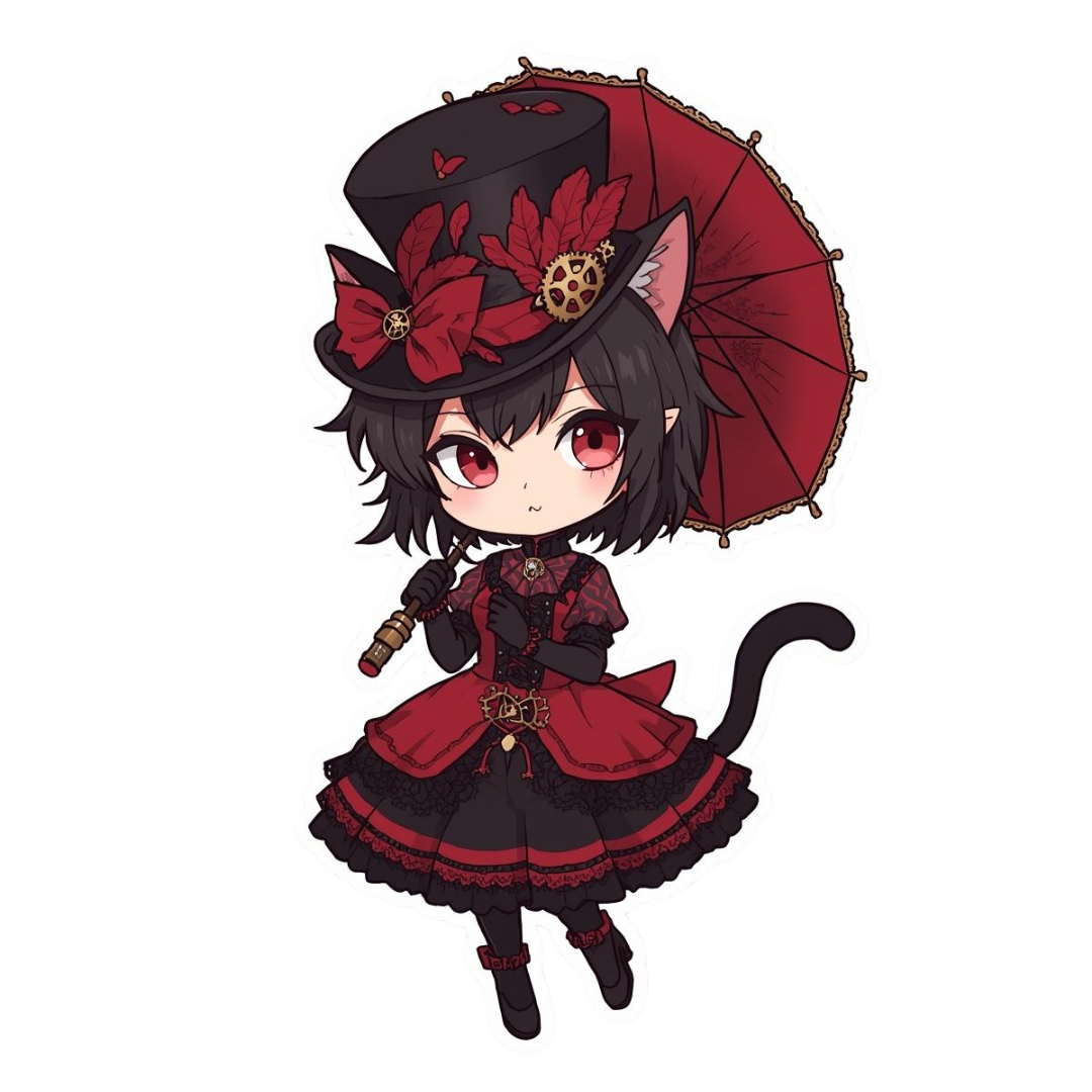 Pocket Whiskers Clockwork Chibis R4｜ゴシック＆クロックワーク風チビ猫クリップアート（デジタル素材 ...