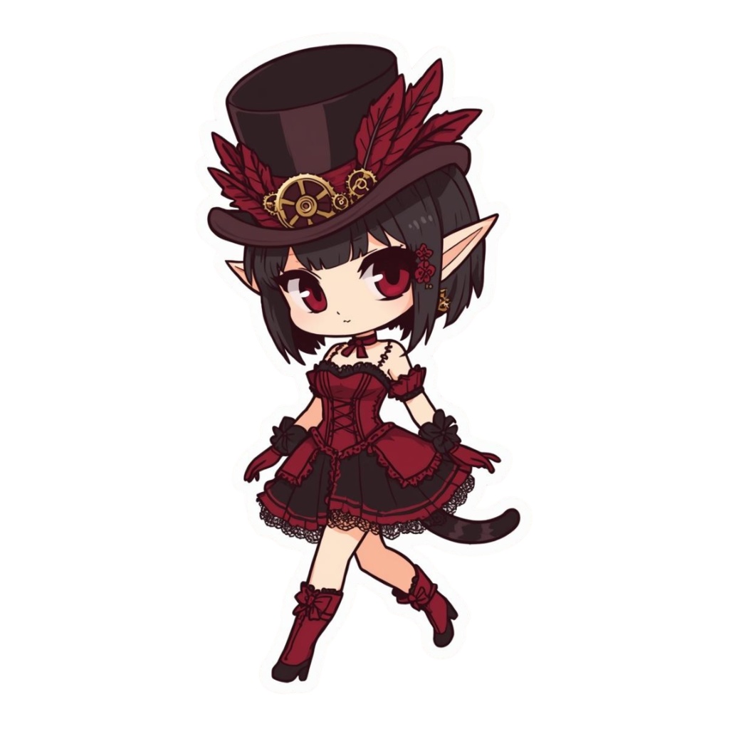 Pocket Whiskers Clockwork Chibis R4｜ゴシック＆クロックワーク風チビ猫クリップアート（デジタル素材 ...