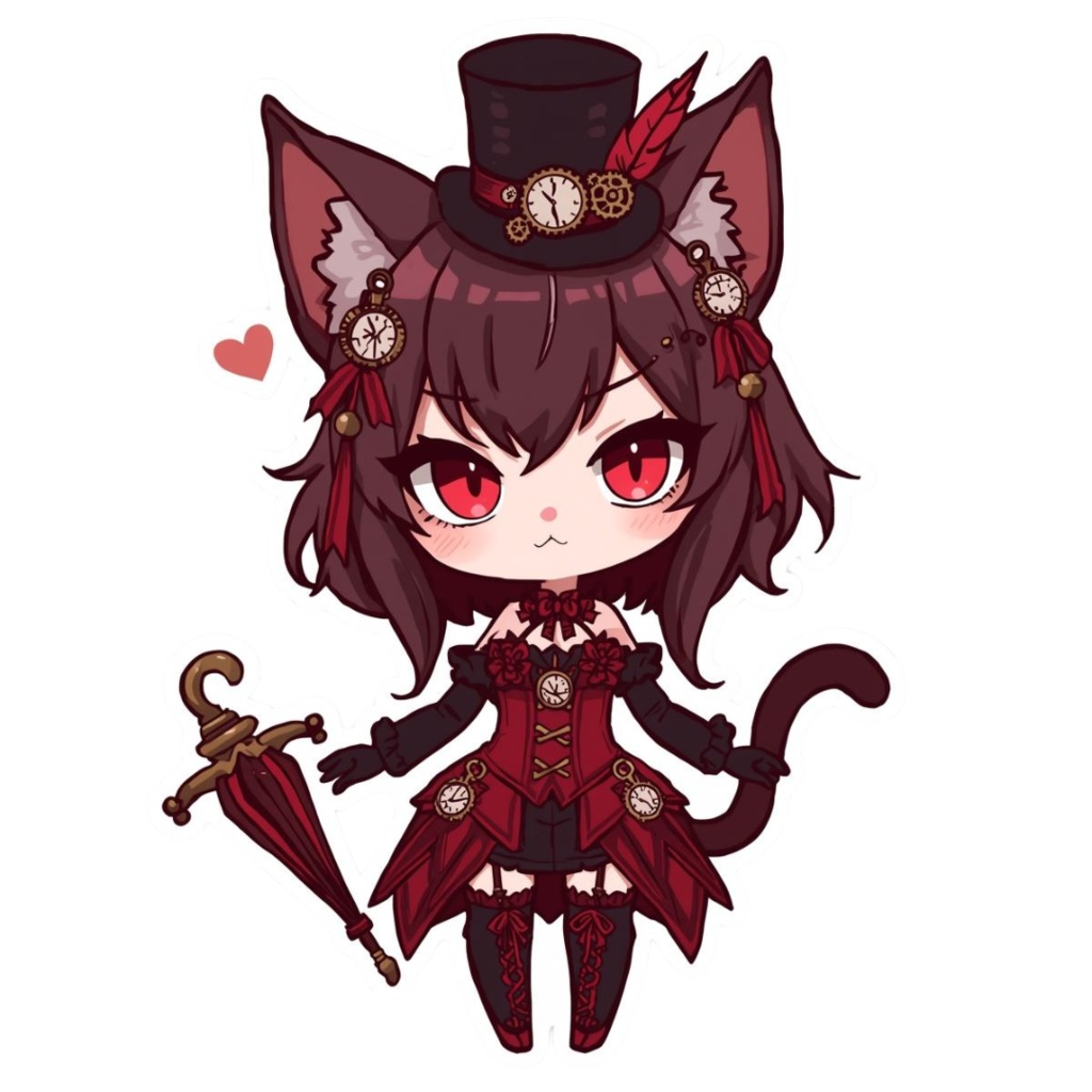 Pocket Whiskers Clockwork Chibis R4｜ゴシック＆クロックワーク風チビ猫クリップアート（デジタル素材 ...