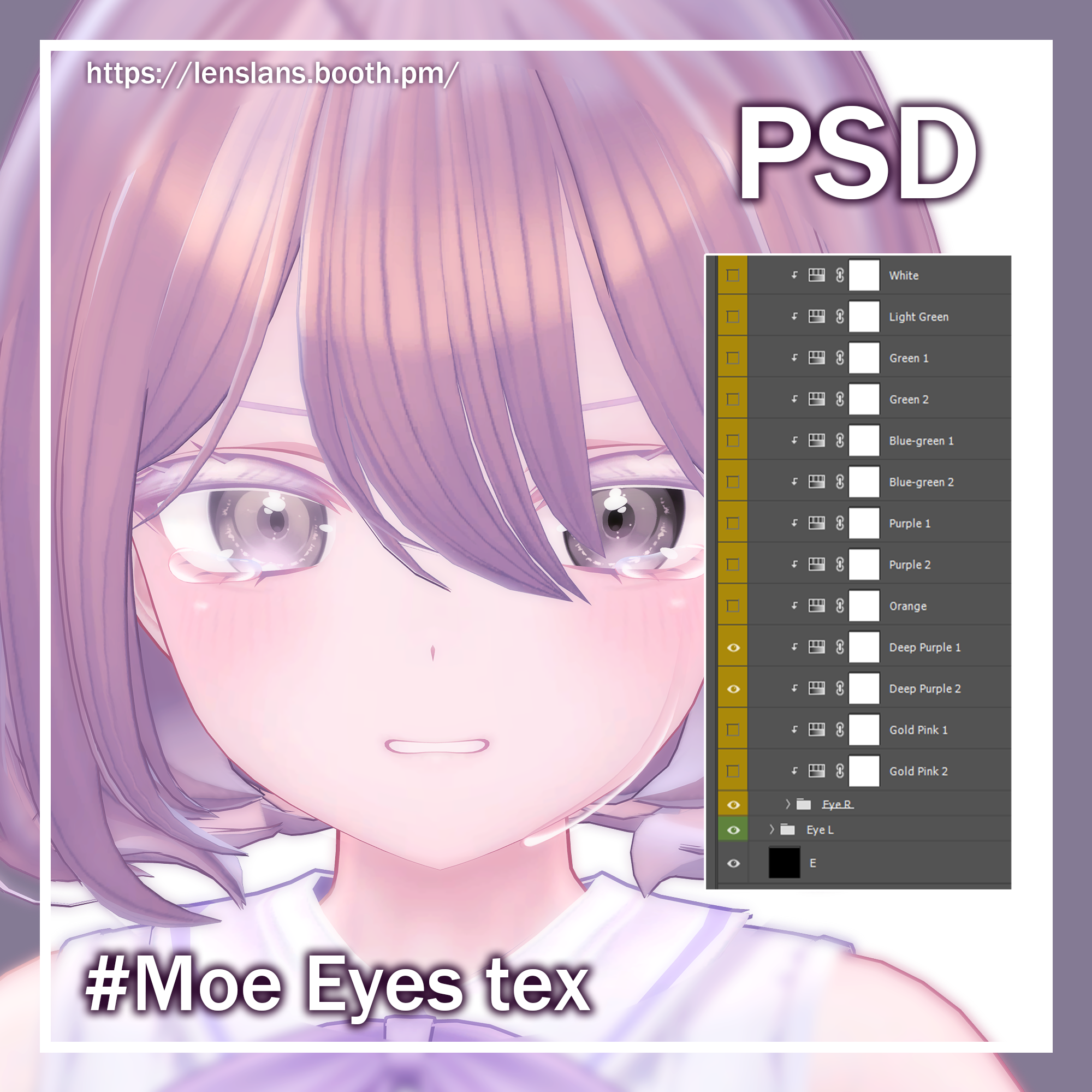 【萌(Moe)】Eyes Textures 24 Color + Odd Eyes [PNG/PSD] - lenslans - BOOTH