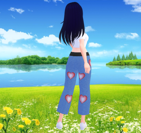 heart painted jeans- (set of 3) vroid texture - pockypopuwu - BOOTH