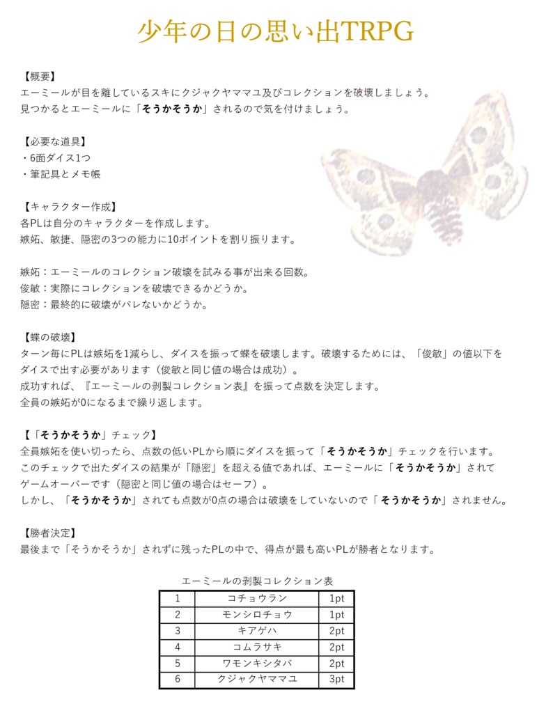 1ページTRPG集【1】 - キョロラトラボ - BOOTH