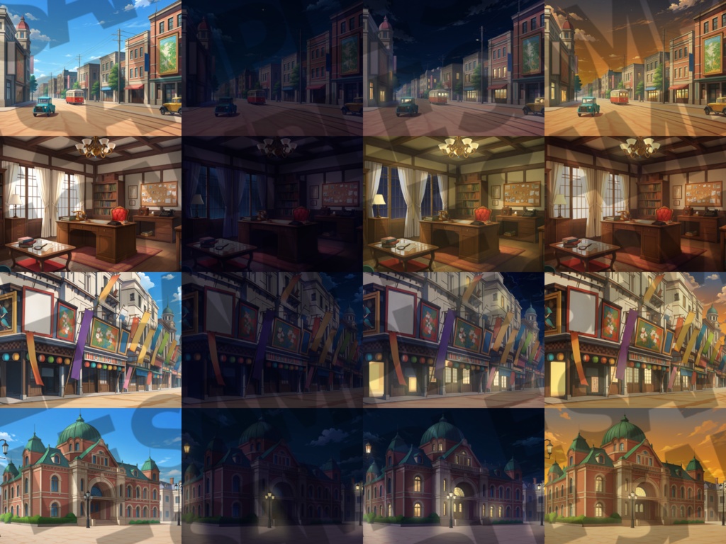 【オータムセール！】大正の街背景パック62/16枚【TRPG背景素材/CoC/ゲーム素材背景イラスト】【昼夕夜差分】 - TRPG素材商店なな - BOOTH