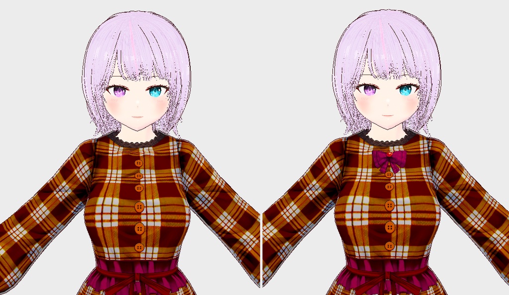 【Vroid】※無料※秋先取りチェックのワンピース【服】 - れーや氏（X-ReYa）の趣味部屋 - BOOTH