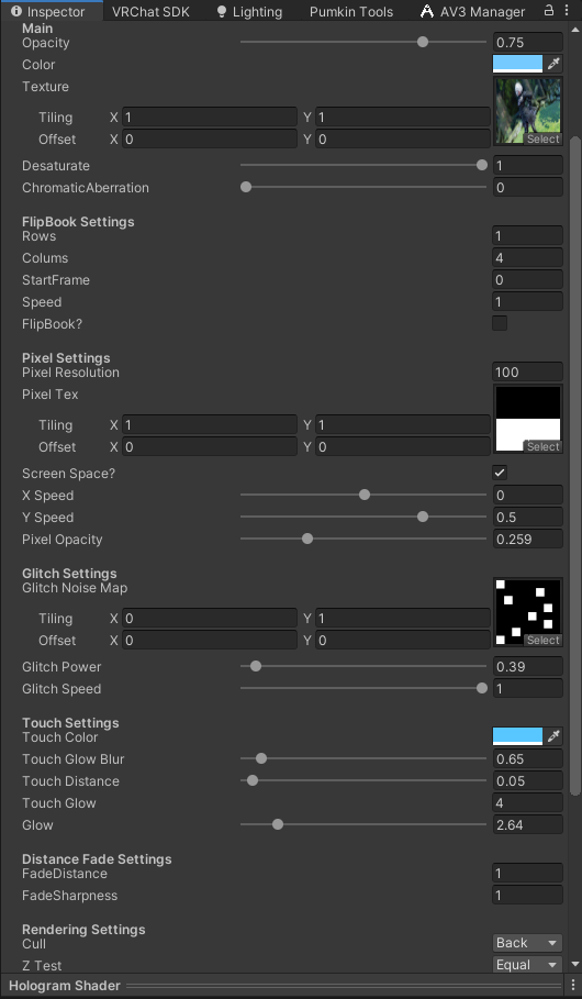 Hologram Shader for VRChat - EXE/SHOP - BOOTH