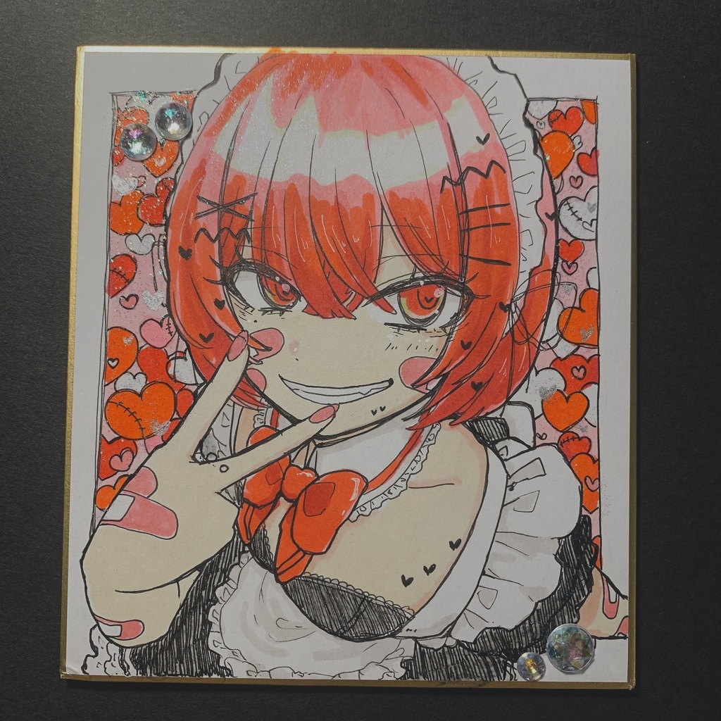 紅い子ちゃんミニ色紙 - ayatani tokage - BOOTH