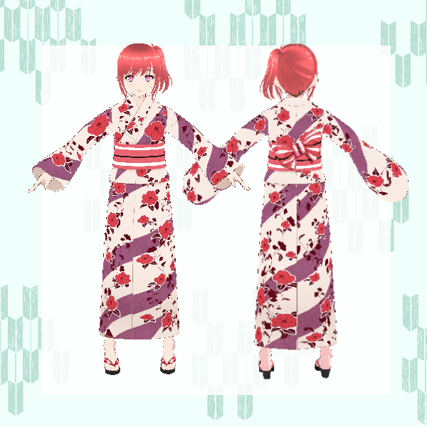 【VRoid】浴衣(椿)-customitem - テラエフの販売店(TeraF SHOP) - BOOTH