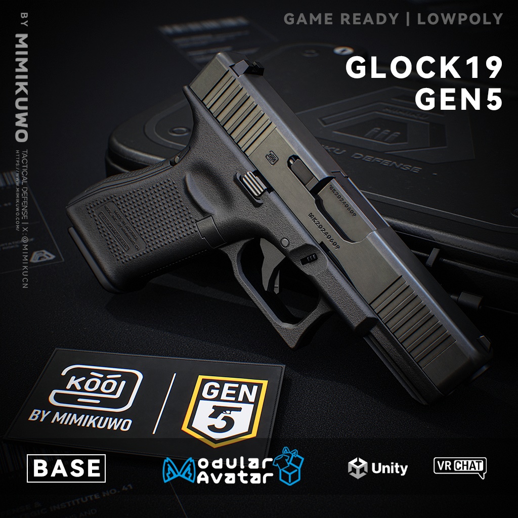 【3Dモデル】New G19 Gen5 Pistol | Base MKG1 | Low-poly 3D model - MimikuWo ...
