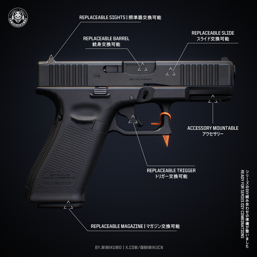 【3Dモデル・MA対応・VRChat想定】G45 Gen5 Pistol | Base MKG3 | Low-poly | v2.0 ...