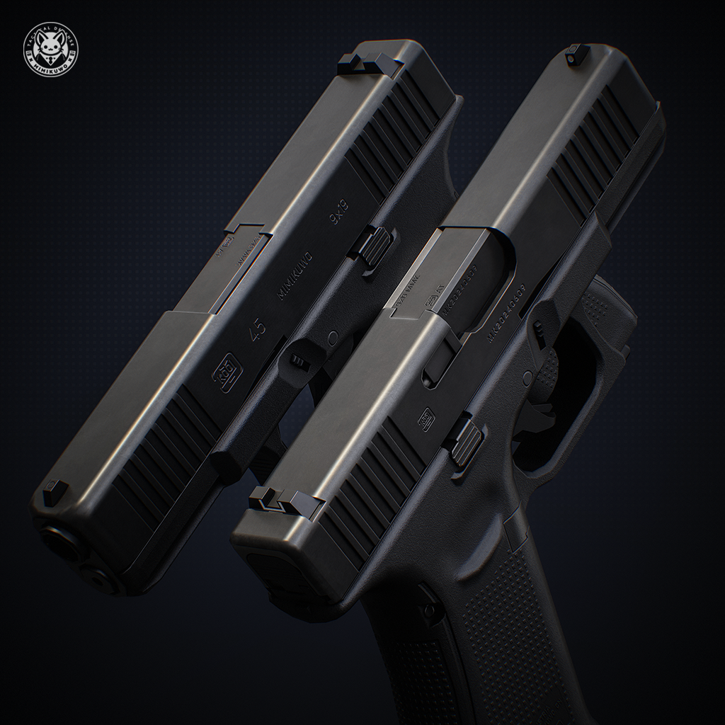 【3Dモデル・MA対応・VRChat想定】G45 Gen5 Pistol | Base MKG3 | Low-poly | v2.0 ...