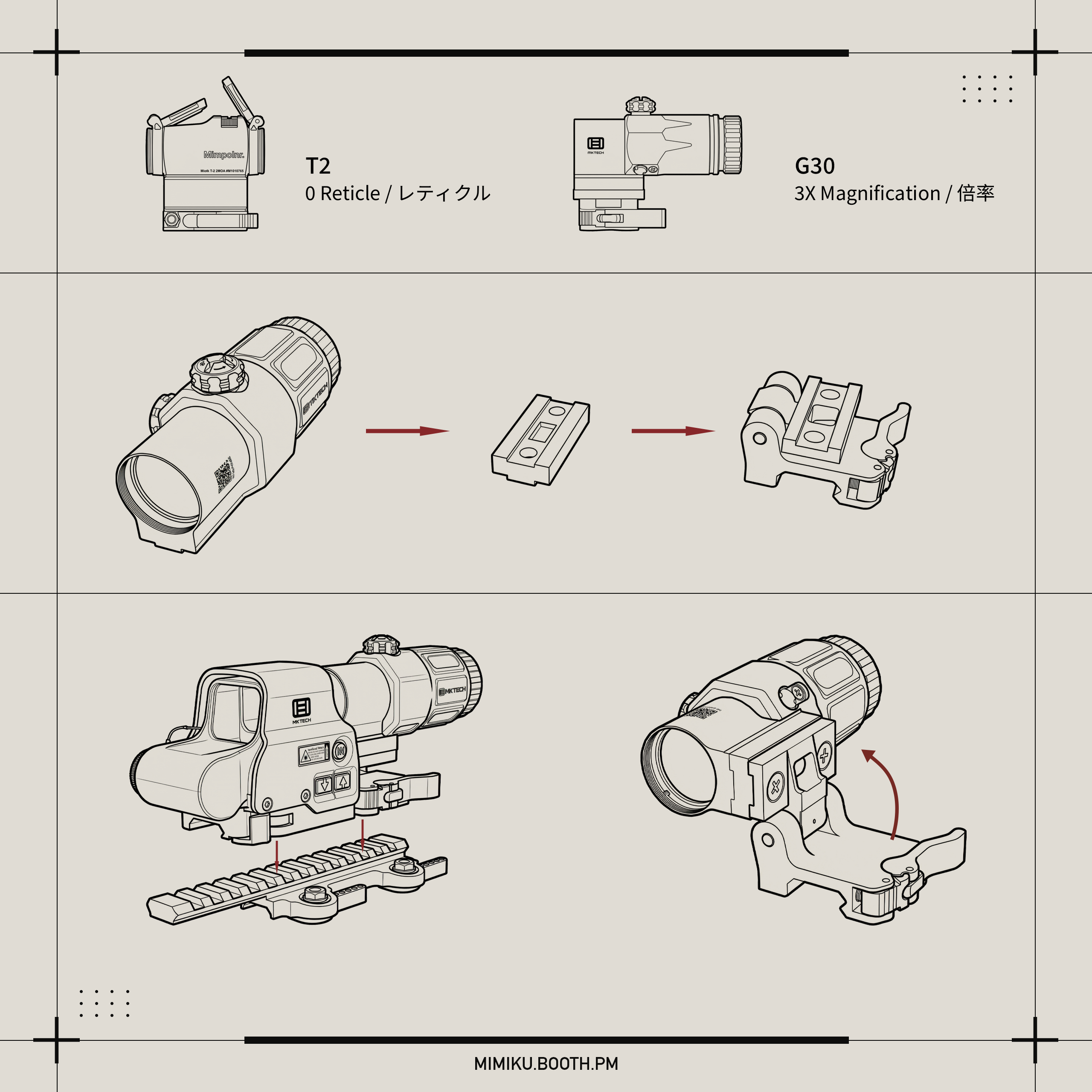 【3Dモデル・VRChat想定】 Red Dot T2 + G30 照準器 Pack | Expansion | Low-poly - v1 ...