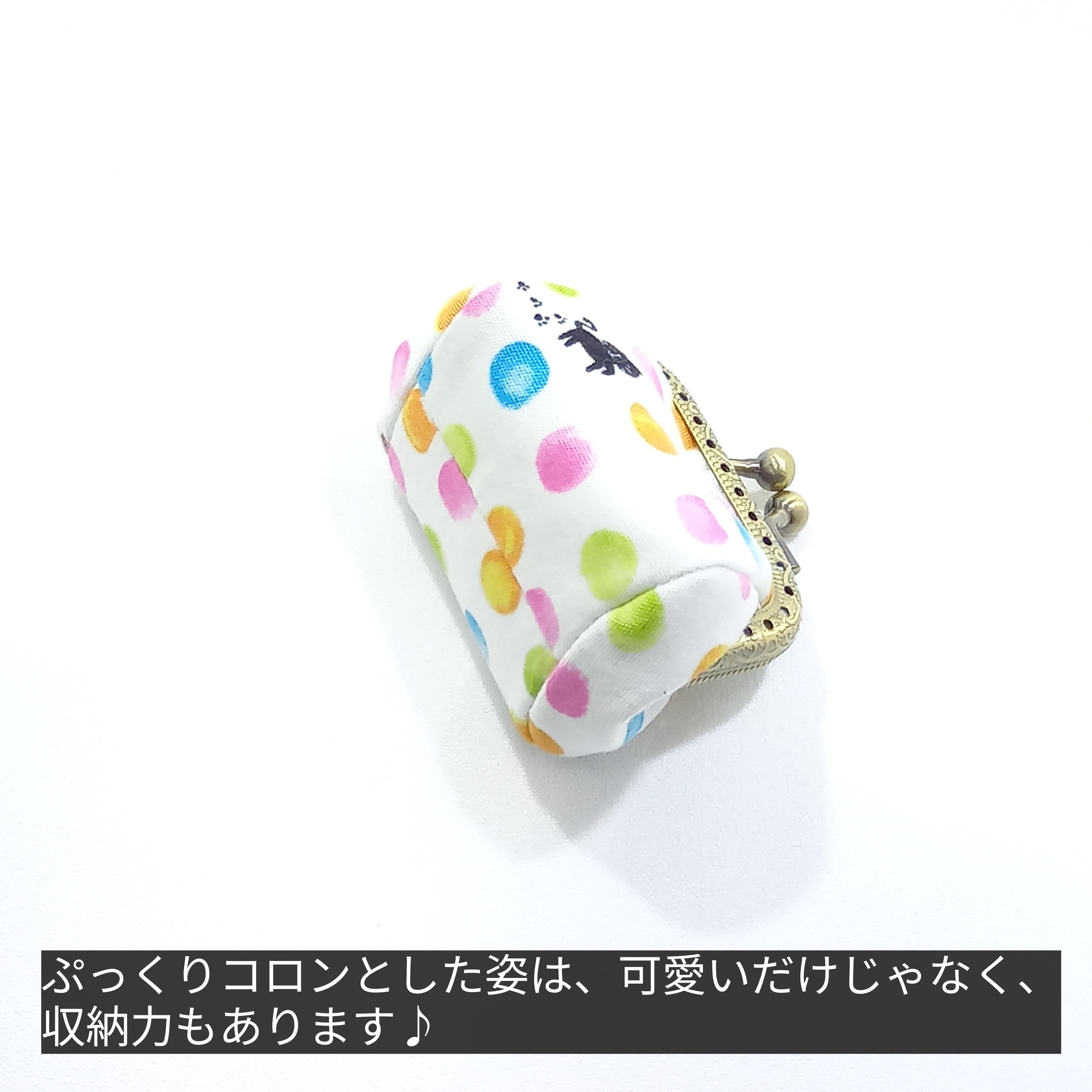 ぷっくり☆コロン♪ 手乗りがま口ミニポーチ 【水玉と猫】 - むにがま - BOOTH