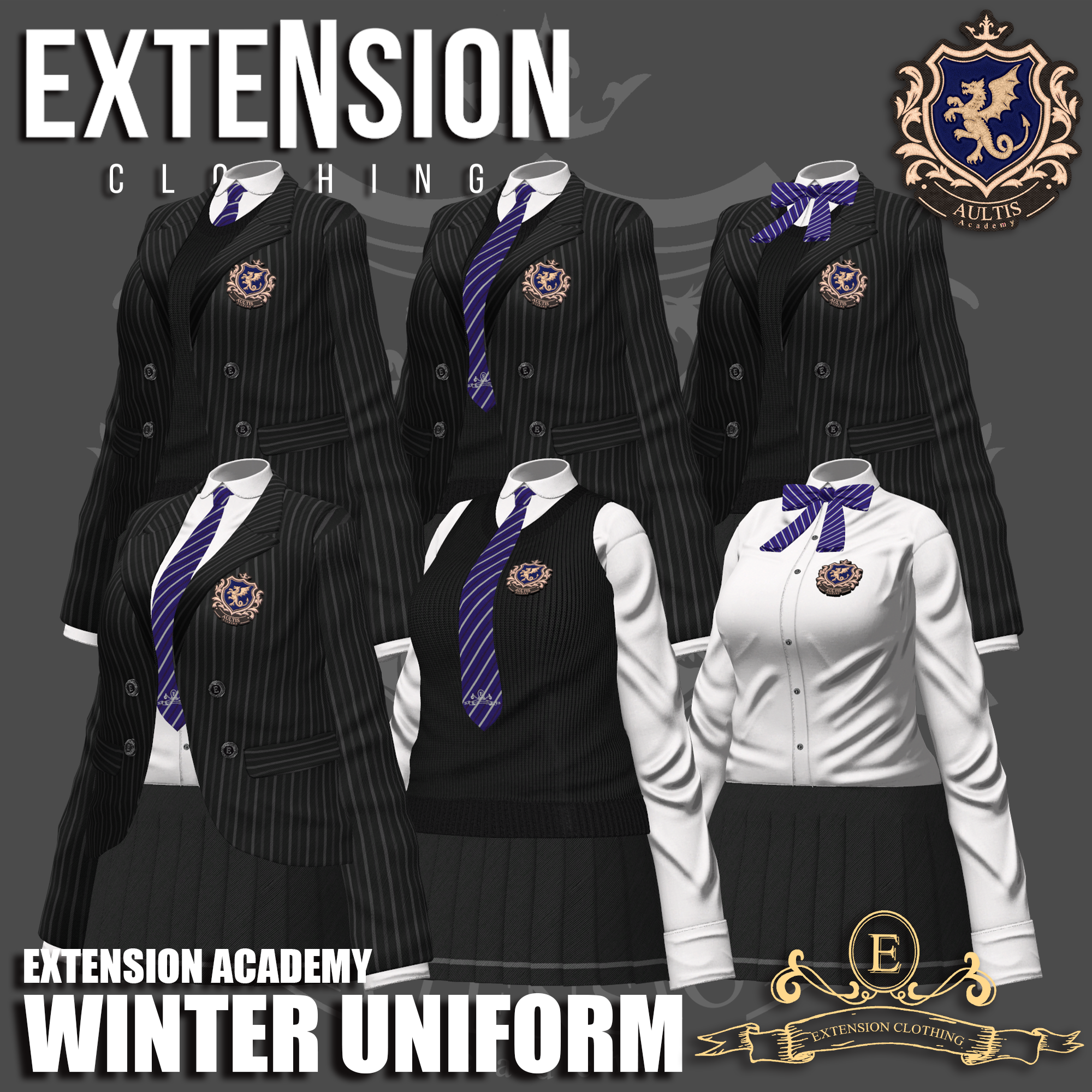 【16アバター対応】EXTENSION ACADEMY WINTER UNIFORM - EXTENSION CLOTHING - BOOTH
