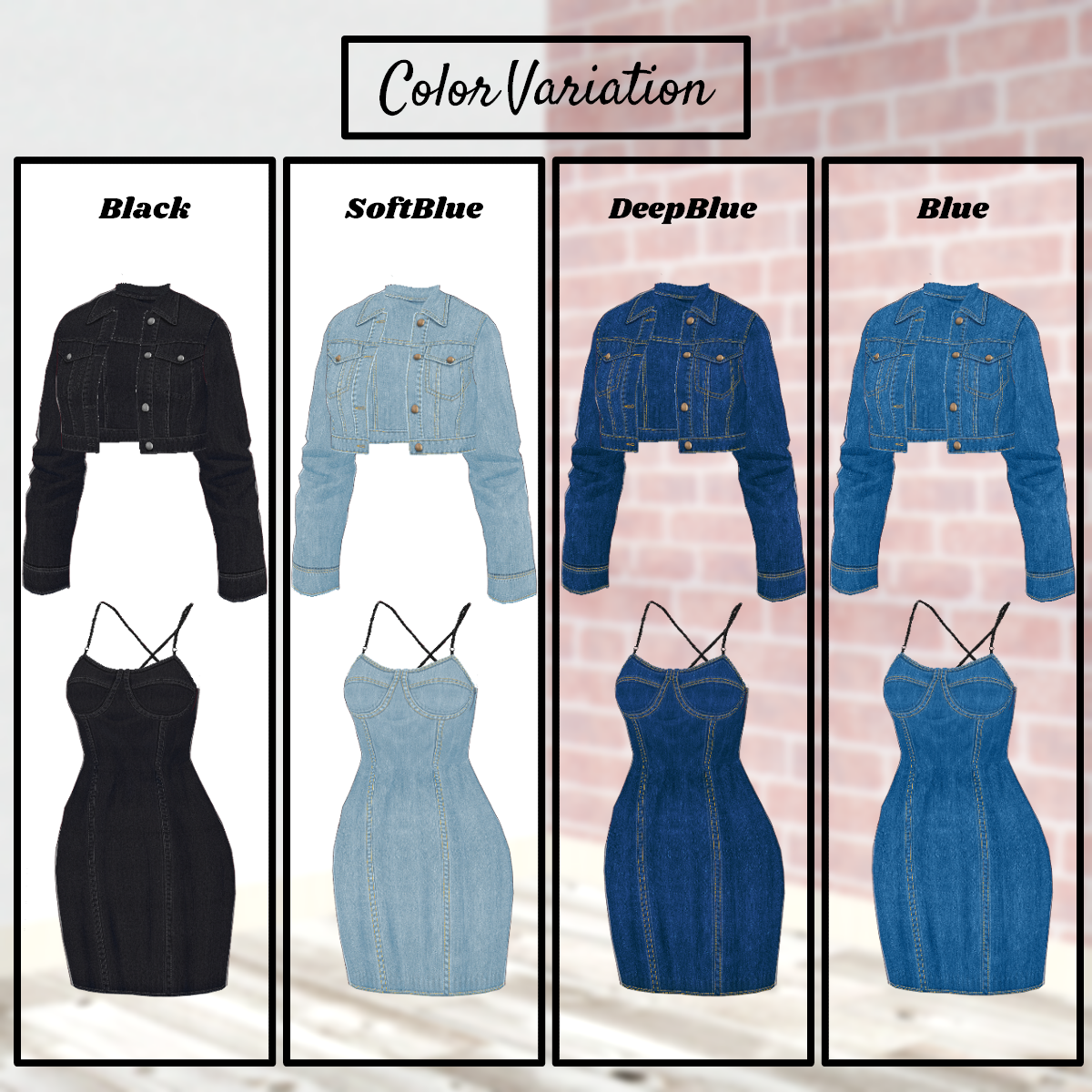 【VRoid】Denim Set-Up【Cami Dress&Cropped Jacket】4color【テクスチャ】 - KoYoMi ...
