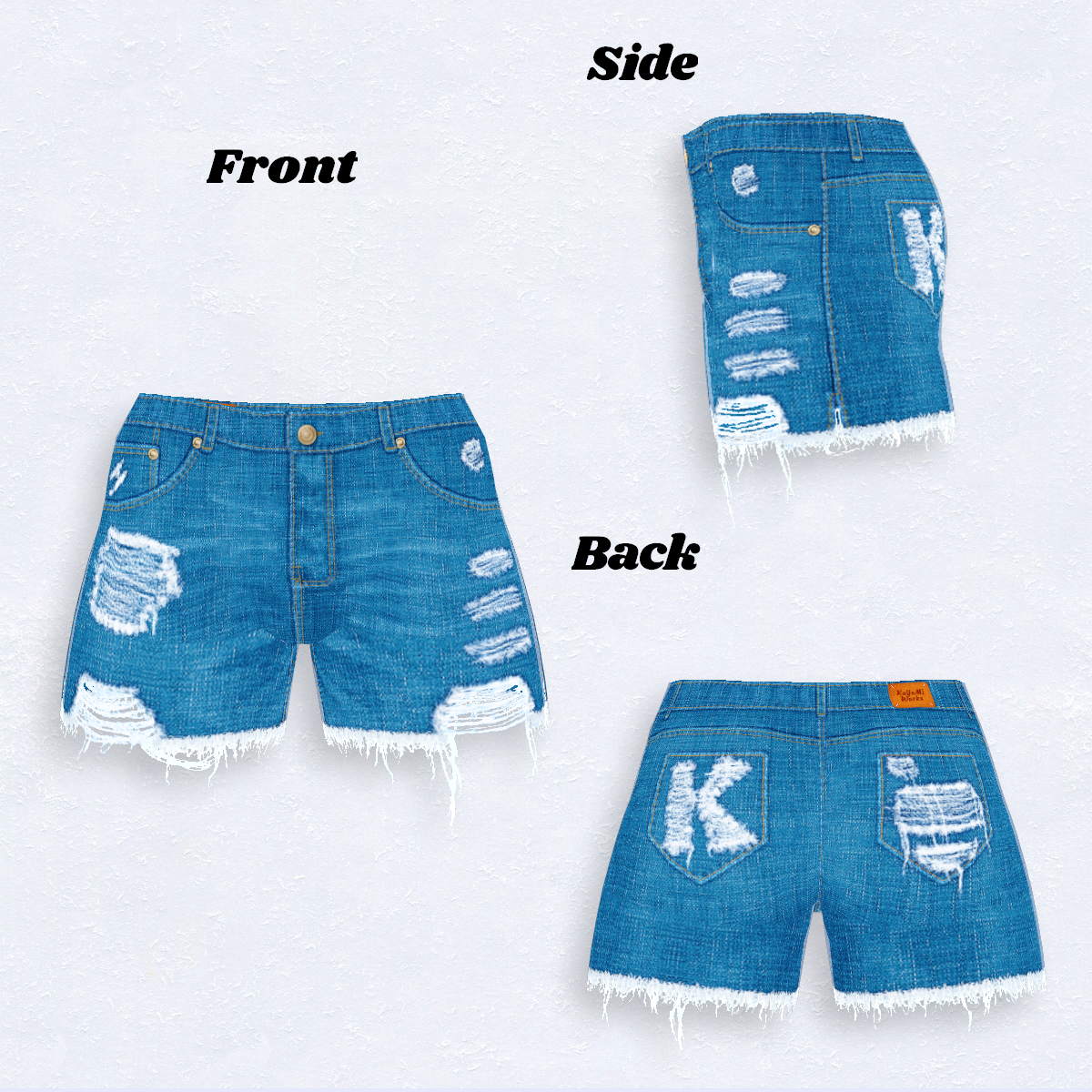 【VRoid】Ripped Denim Shorts Pants 5Color ダメージデニム ショートパンツ【テクスチャ】 - KoYoMi ...