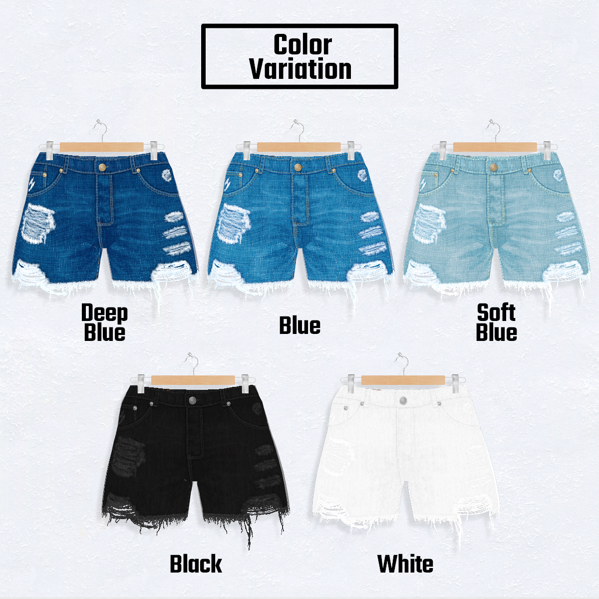 【VRoid】Ripped Denim Shorts Pants 5Color ダメージデニム ショートパンツ【テクスチャ】 - KoYoMi ...