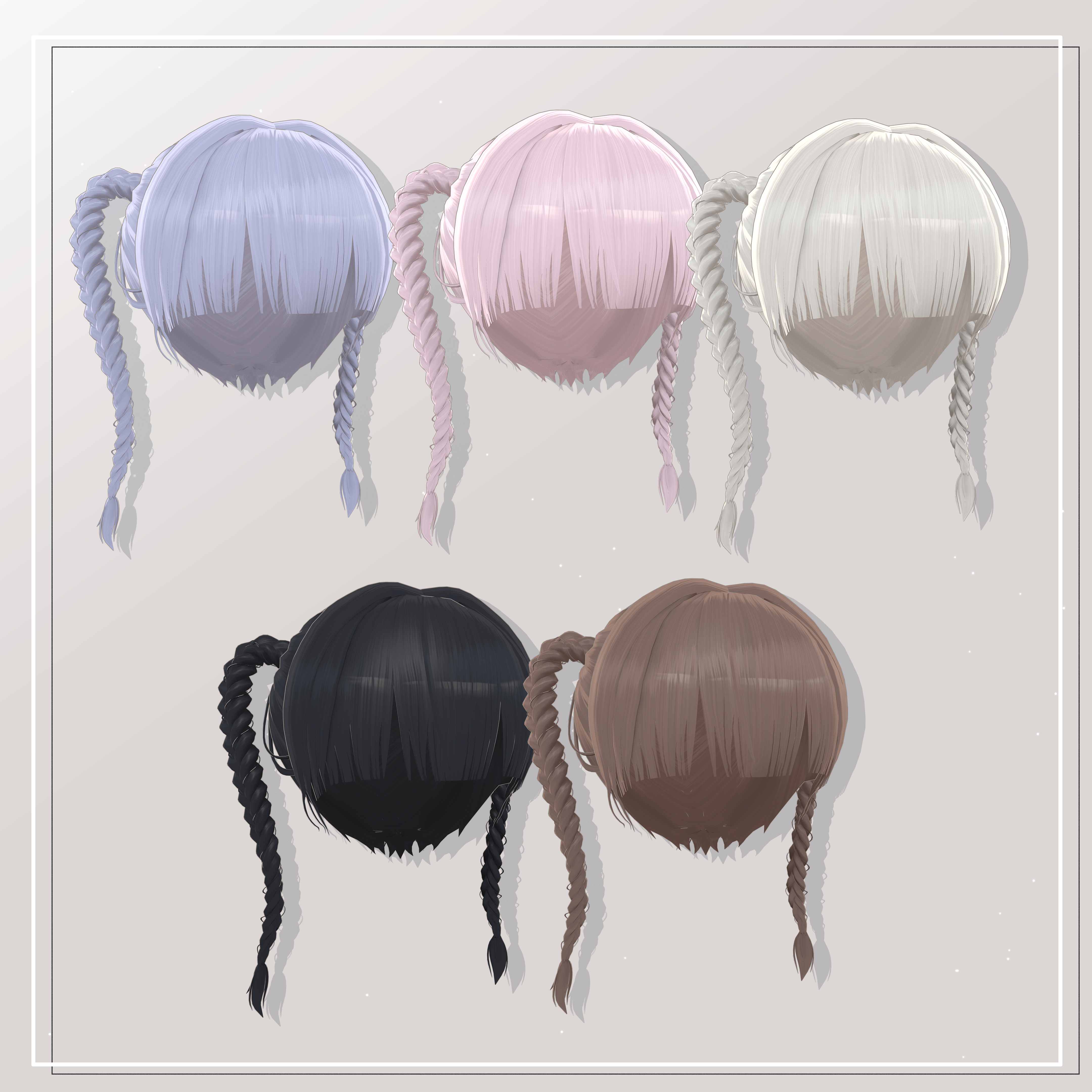 三つ編み ハイ ツインテール / Braided Twintails Hair - alpaca-alphaca - BOOTH