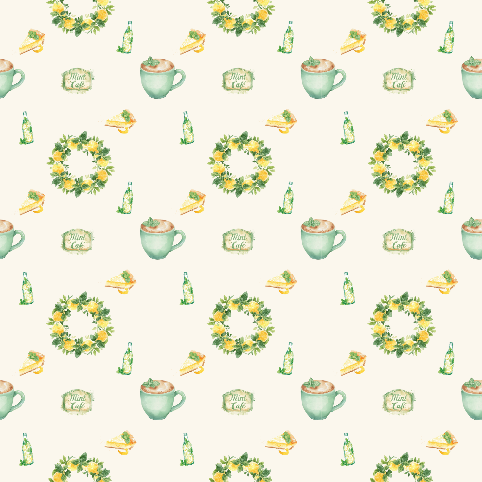 水彩カフェデジタルペーパー6枚セット - aipalette - BOOTH