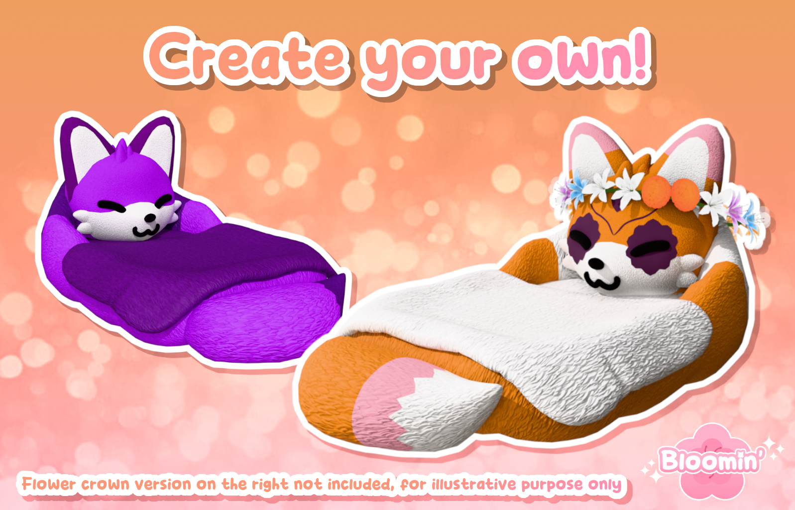 Cute Fox Bed | 3D Asset for VRChat - 🌸 Bloomin' Shop 🌸 - BOOTH