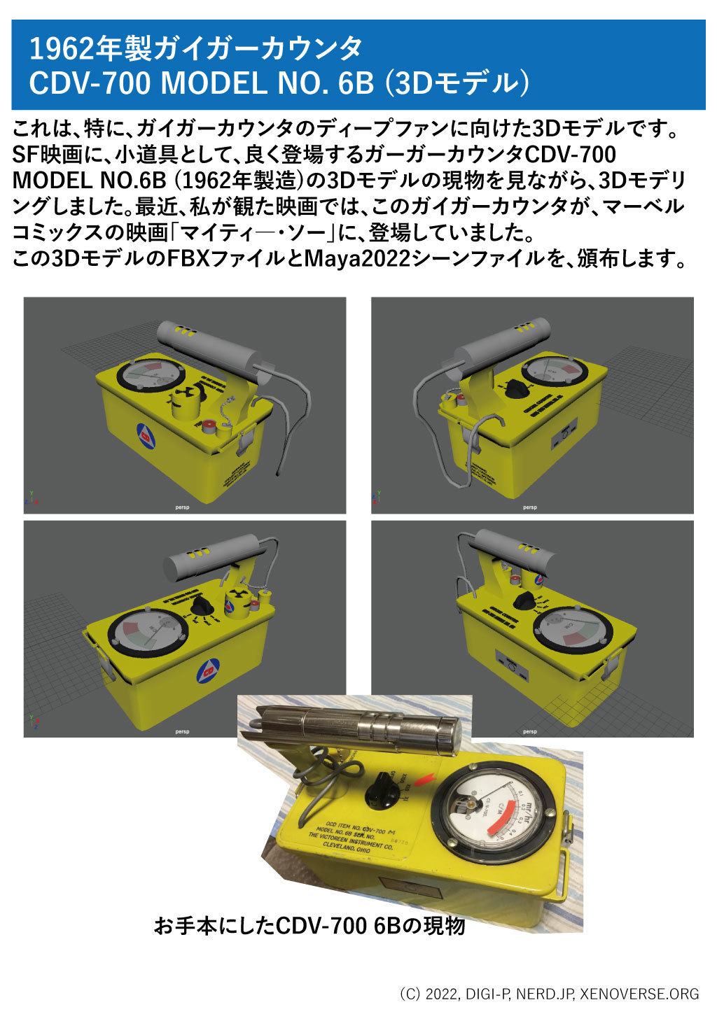 ガイガーカウンタCDV-700 MODEL NO.6B (FBXファイル、Mayaファイル) - 我楽多屋 Wizdom - BOOTH