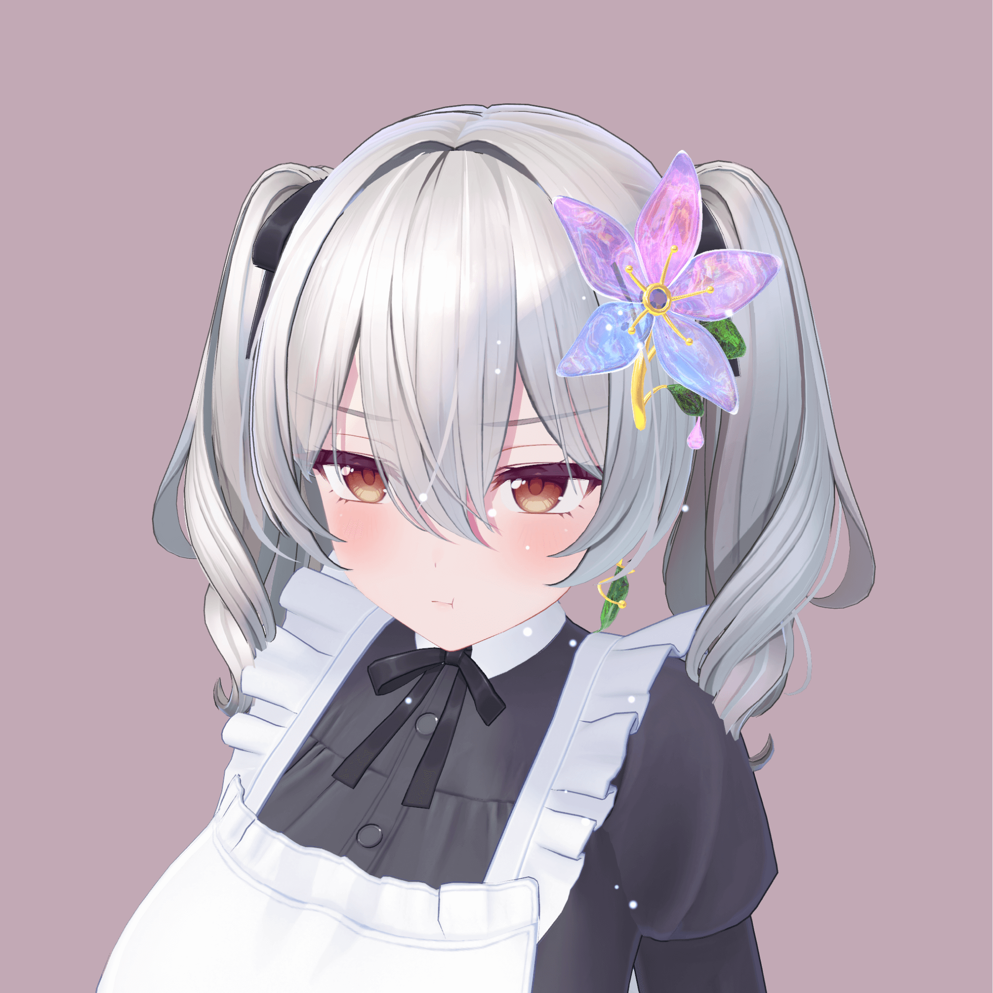 【MA対応】 粉雪が舞うアニメーションつきクリスタルの花飾り&ピアス - Tear flower jewelry【パーティクル付 ...