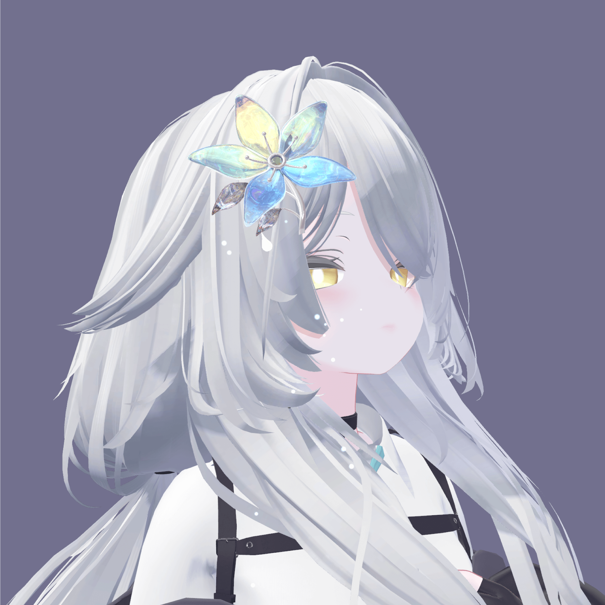 【MA対応】 粉雪が舞うアニメーションつきクリスタルの花飾り&ピアス - Tear flower jewelry【パーティクル付 ...
