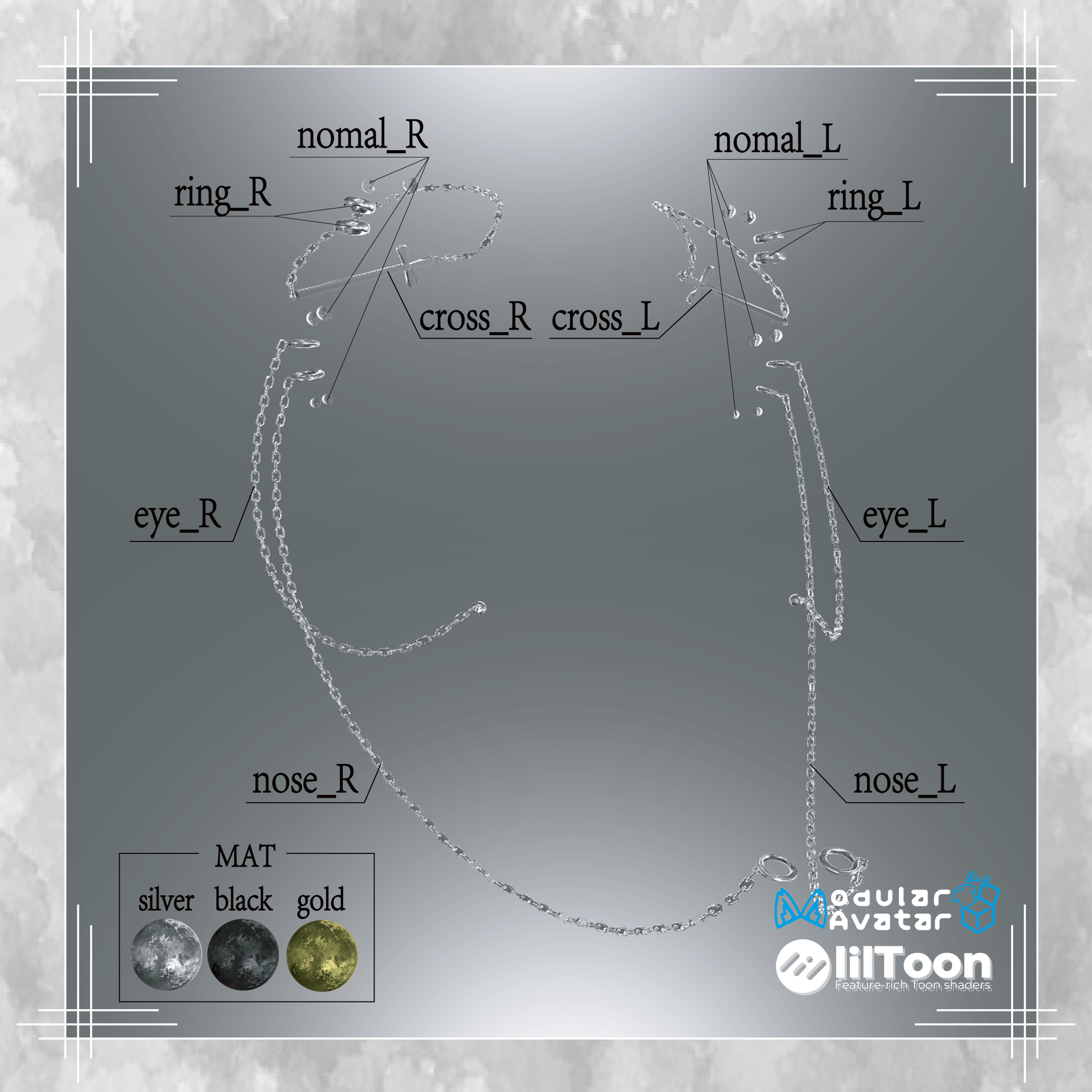 【3アバター対応】Beast Chain Earrings MA設定済 - TakeYakiShop - BOOTH