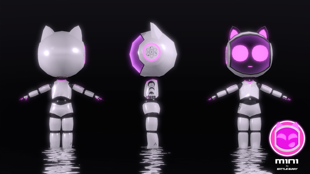 [Original 3D Model] M1N1 Cute Neko Bot Avatar - Battle Bunny Mods - BOOTH